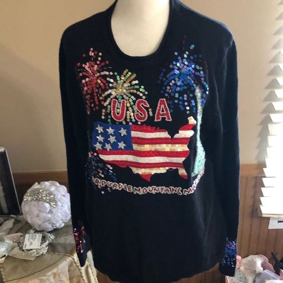 berek | Sweaters | Berek Patriotic 4thofjuly Black Usa Sweater With ...